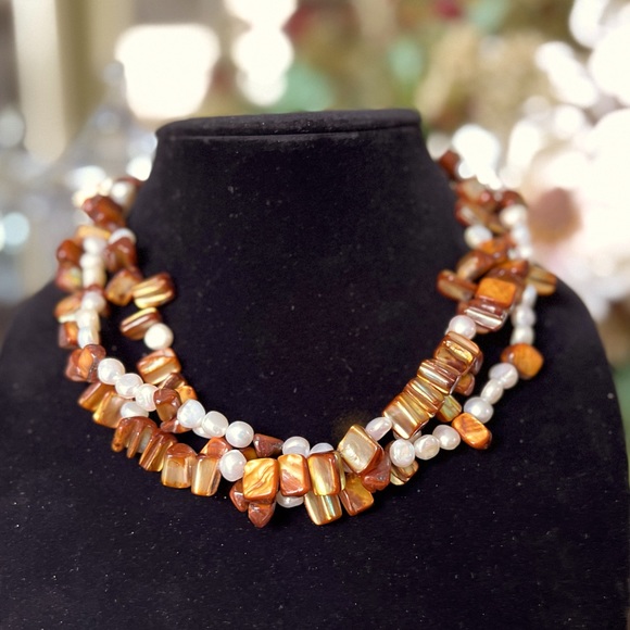 Jewelry | Vintage 3strand Freshwater Shell And Pearl Necklace | Poshmark